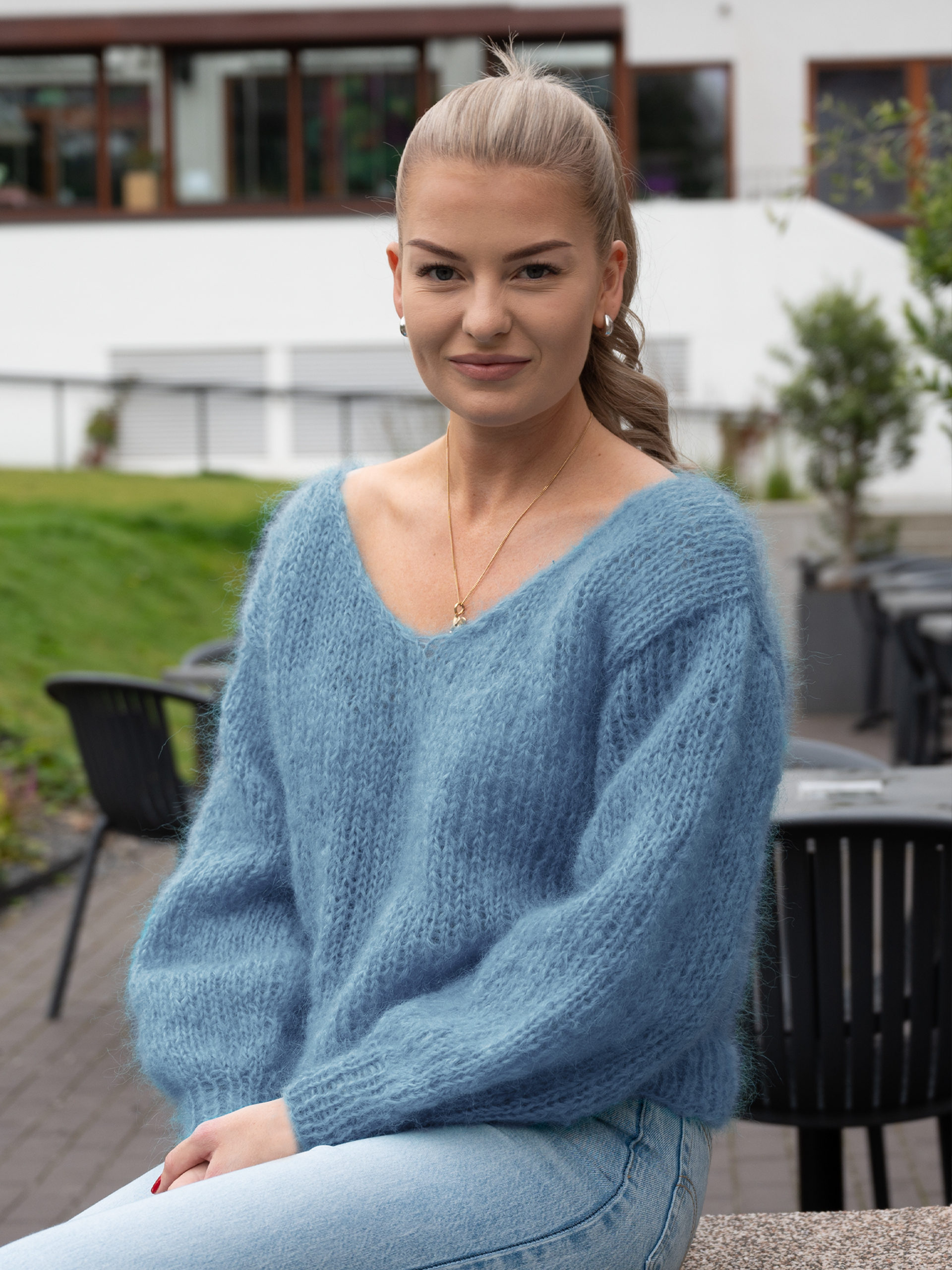 AMANDA sweater klar blå - Garnius