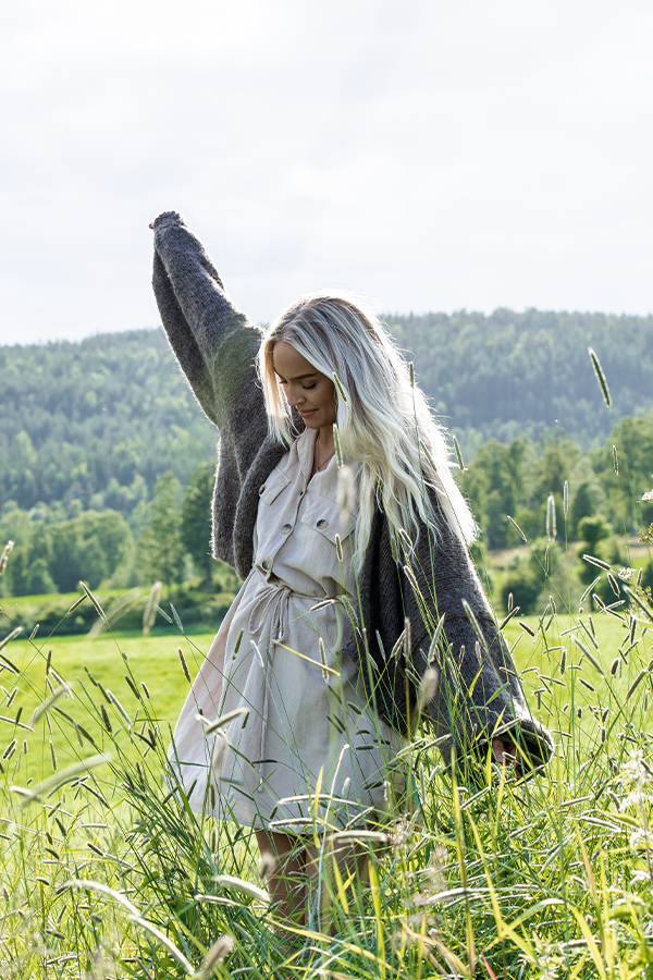 THE BASIC cardigan brunmelert - Garnius