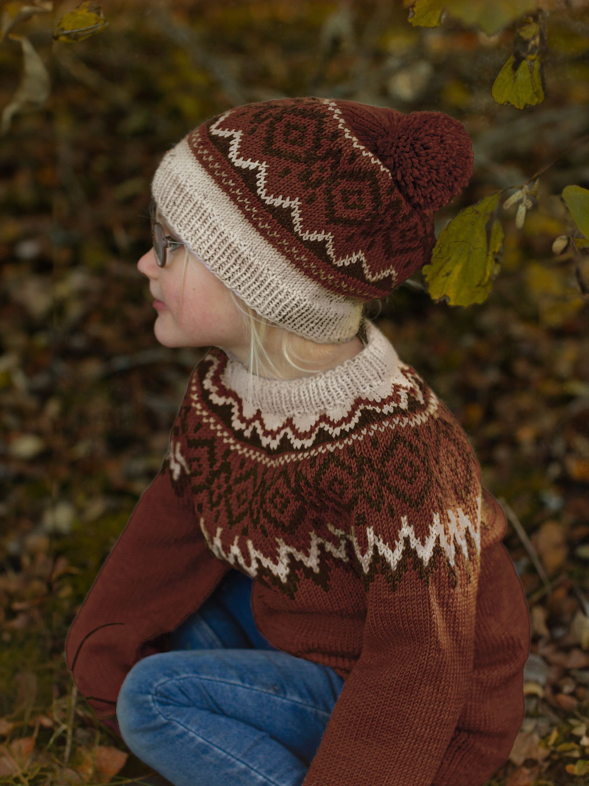 DRIV genser & lue rustbrun (Woolevo) - Garnius