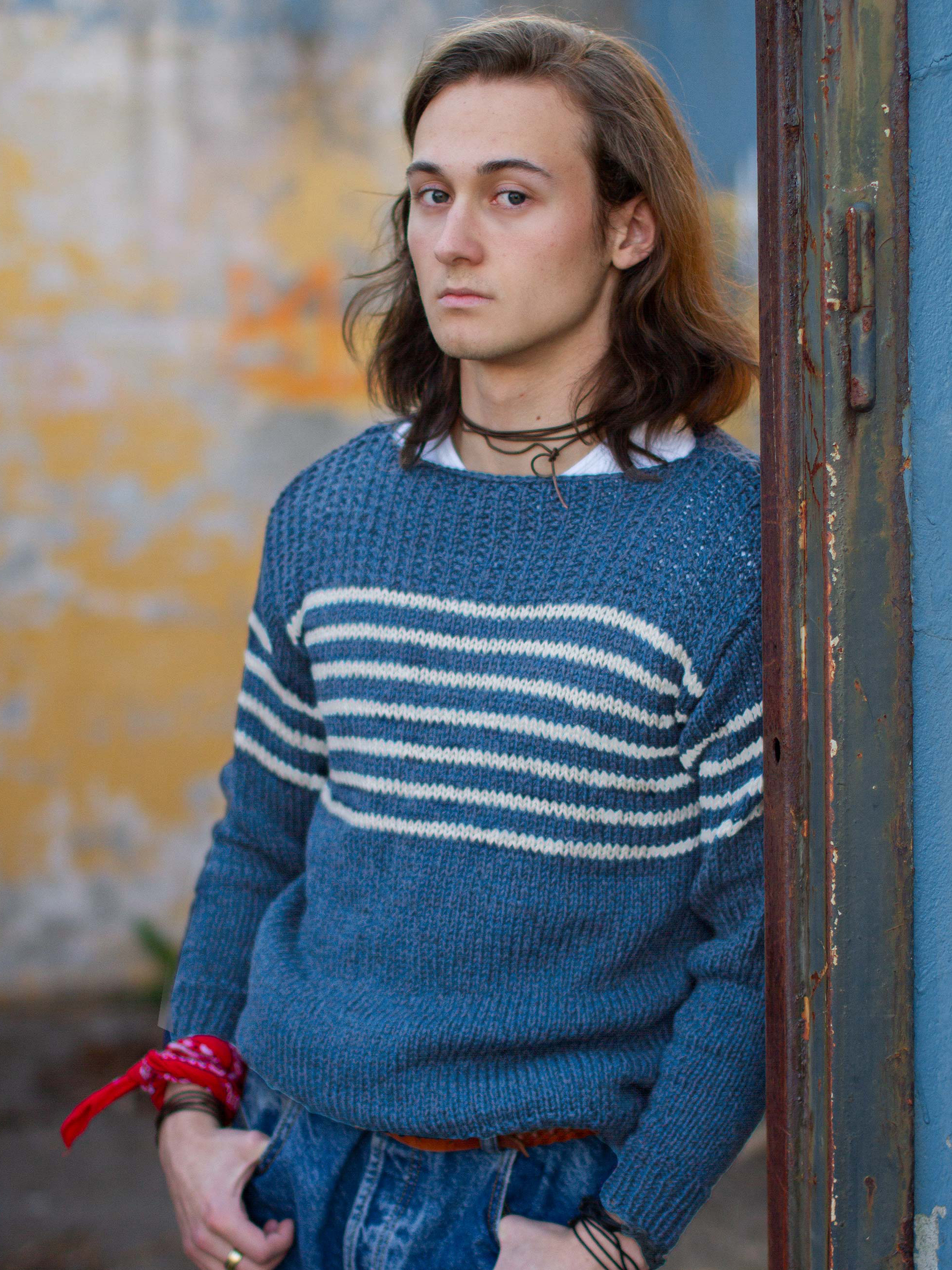 406-04 Q-symre sweater denim - Garnius - Garnius.dk