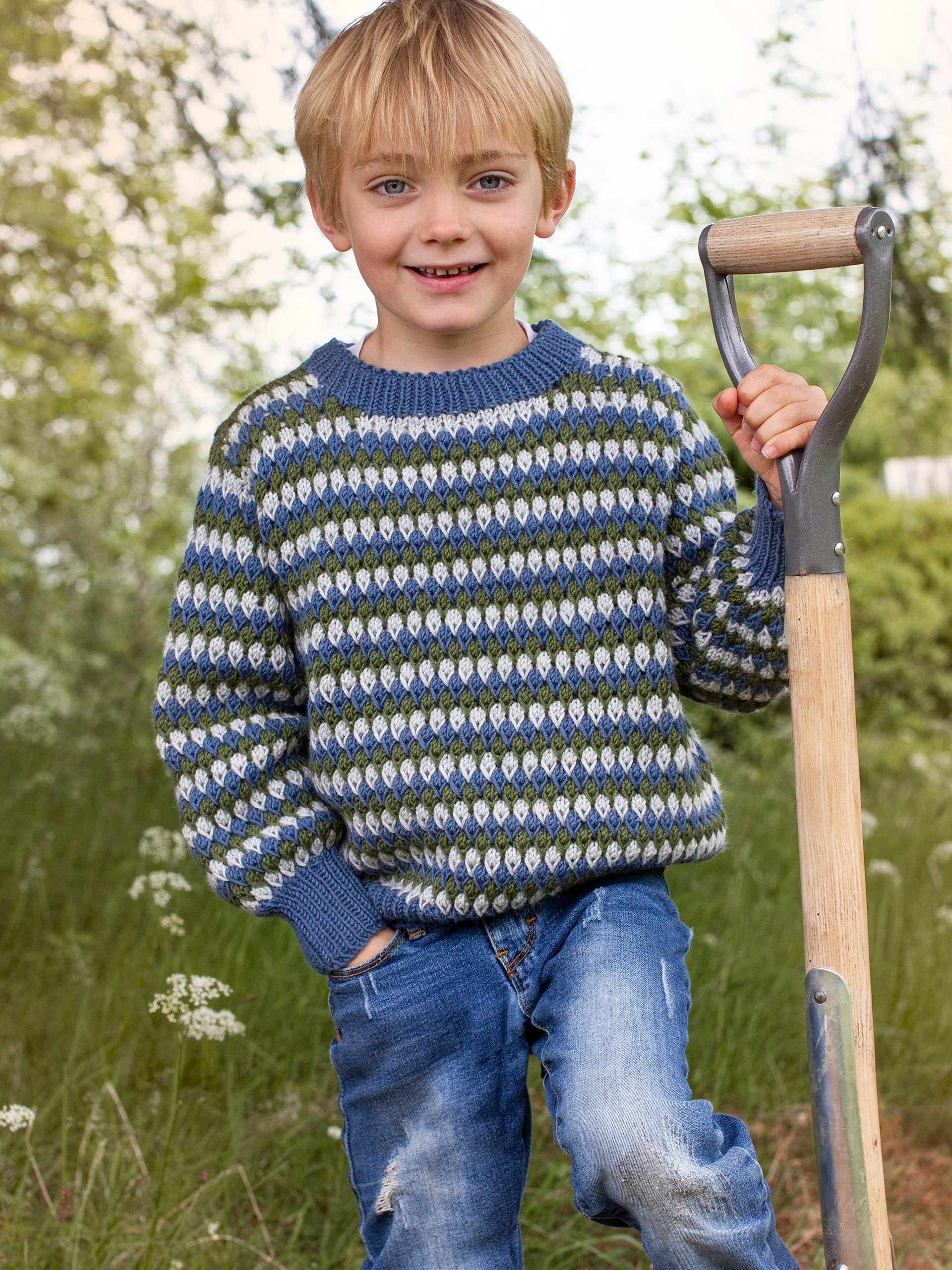 STAVA sweater striber denim - Garnius