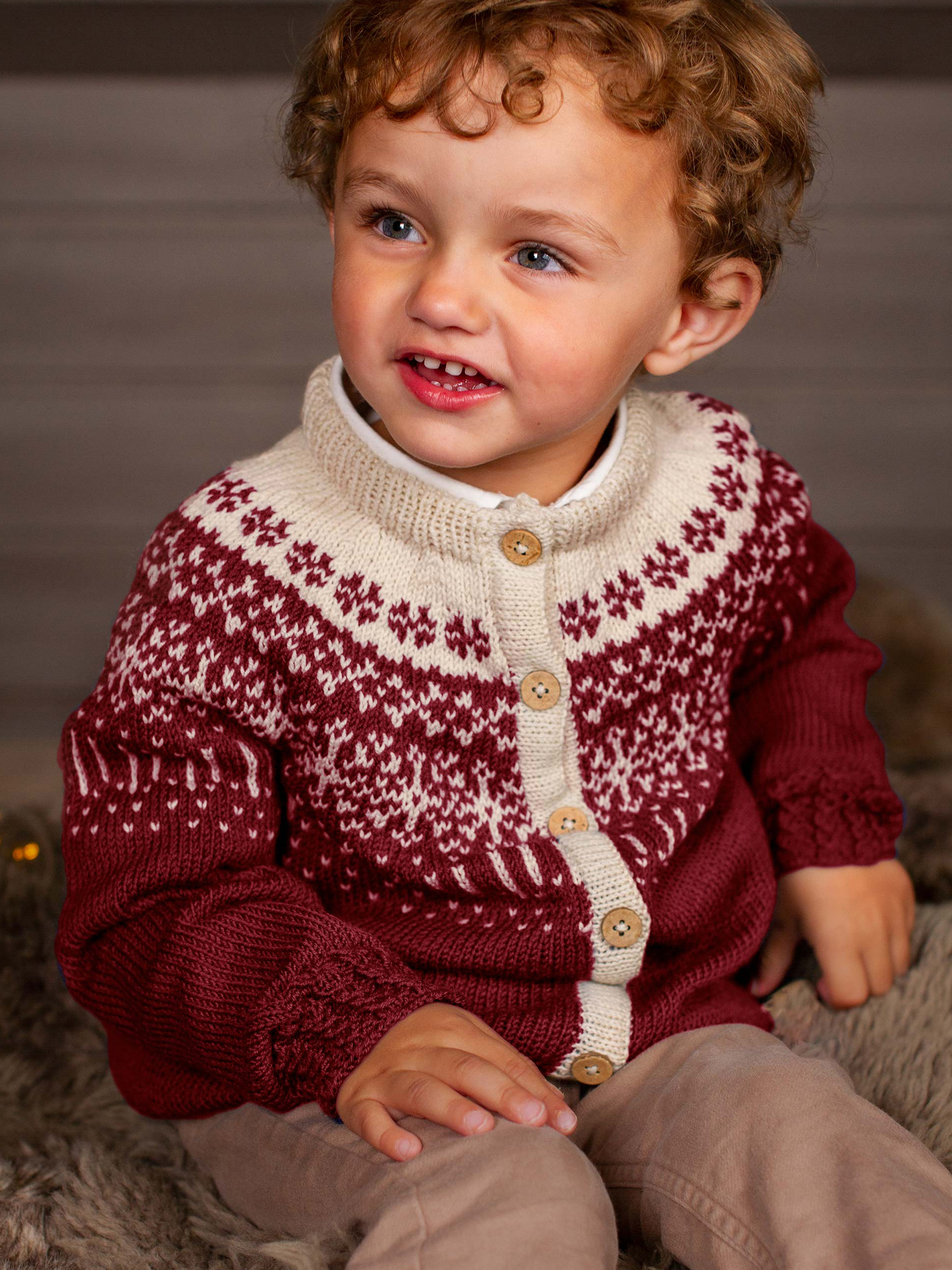 STJERNESKUDD jakke barn burgunder (Woolevo) - Garnius